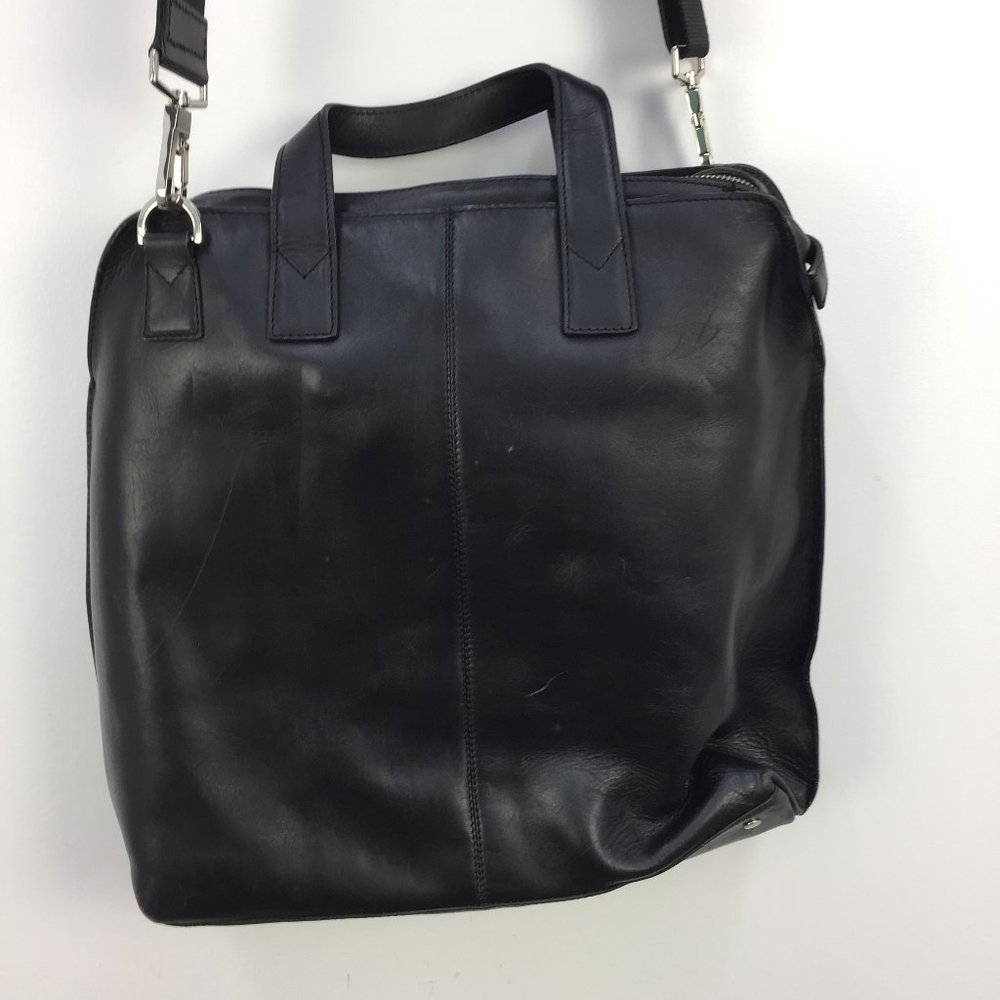 Kenneth Cole Black Leather Laptop Crossbody Bag - Gem